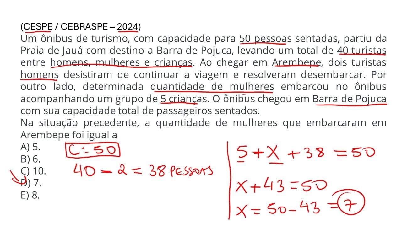 Equação do 1° Grau– Matemática CESPE – Concurso Público