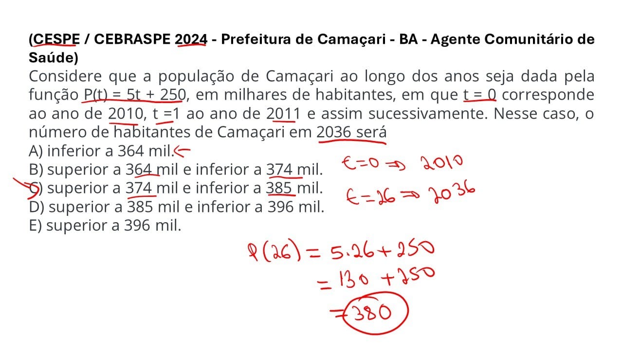 Função Afim – Matemática CESPE – Concurso Público