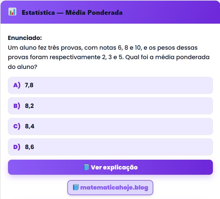 Exercício Estatística — Média Ponderada