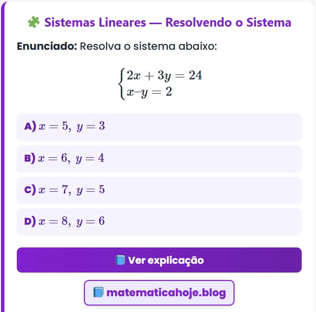 Exercício Sistemas Lineares